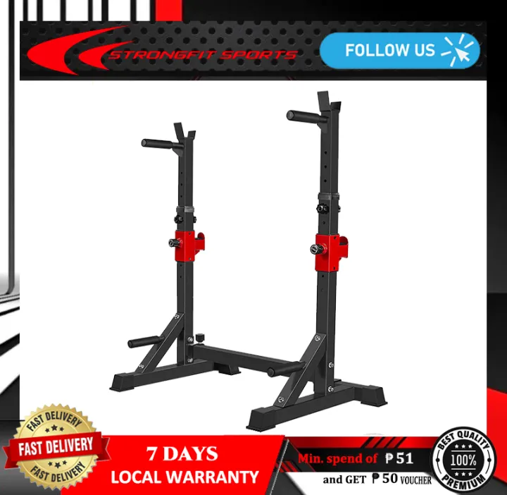 STRONGFIT Adjustable Red Squat Rack Home Gym | Lazada PH