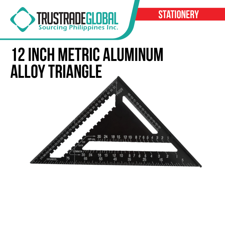 12 inch Metric Aluminum Alloy Triangle Angle Ruler Protractor Swanson ...