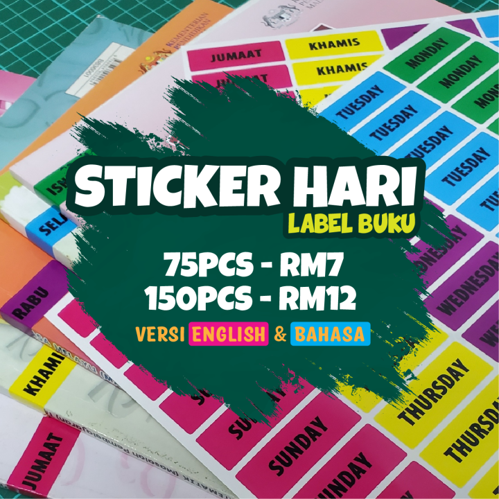 150PCS | STICKER HARI LABEL UNTUK BUKU SEKOLAH LATIHAN | Lazada