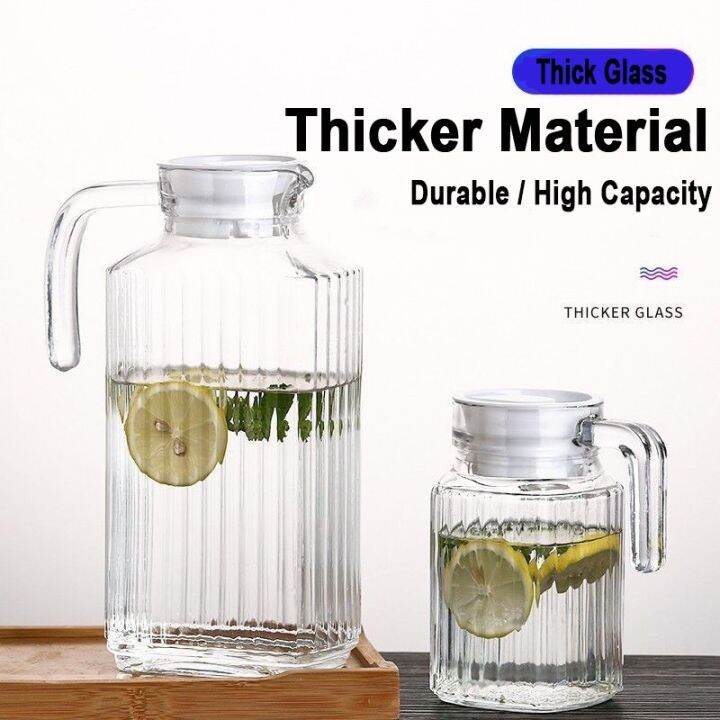 1.1L/1.8L Glass Water Jug TeaJar Juicer Try Thicked Glass Jar With Lid ...