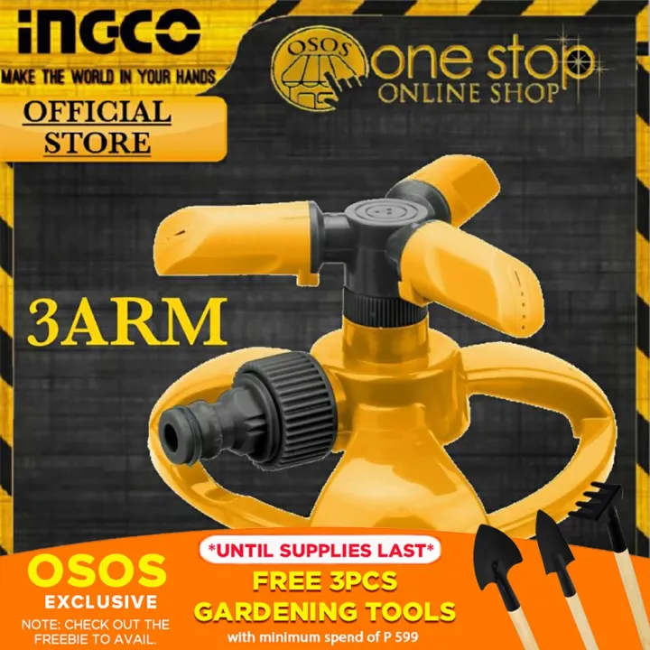 INGCO Original Plastic 3 Arm Rotary Garden Sprinkler Garden Sprayer ...
