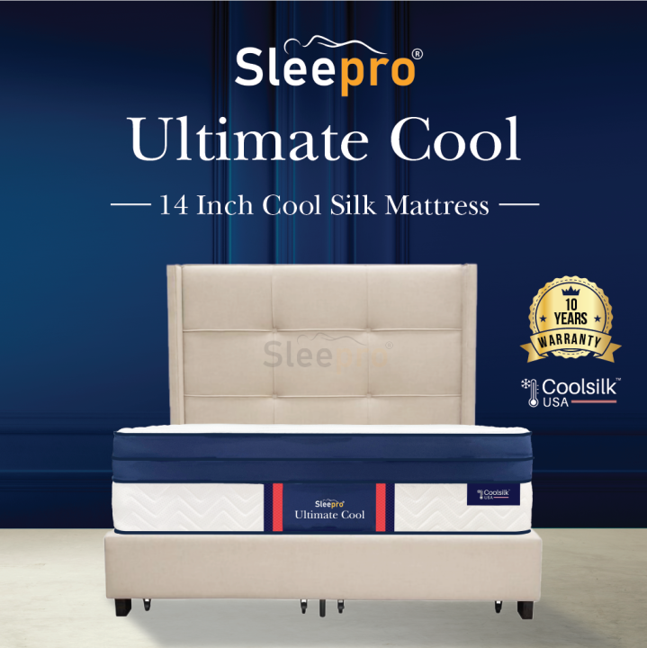 Sleepro Ultimate Cool Mattress | 14-Inch CoolSilk ChiroXtra Spring + HD Reformed Latex | Lazada