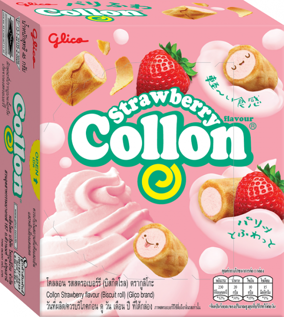 Thailand Glico Collon Biscuit Roll Strawberry 泰国 格力高 卷心奶油饼干 草莓口味 54g ...