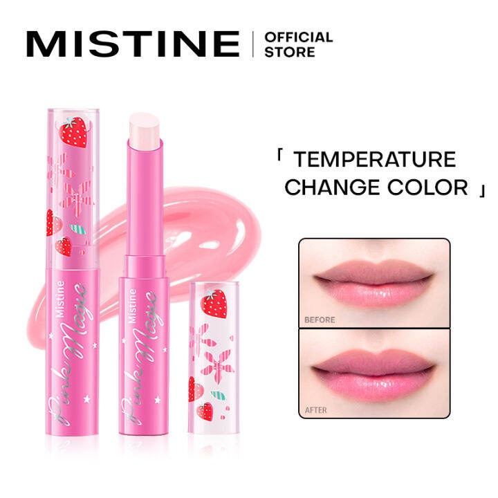 Mistine Pink Strawberry Temperature Color Changing Lip Balm Lipstick ...
