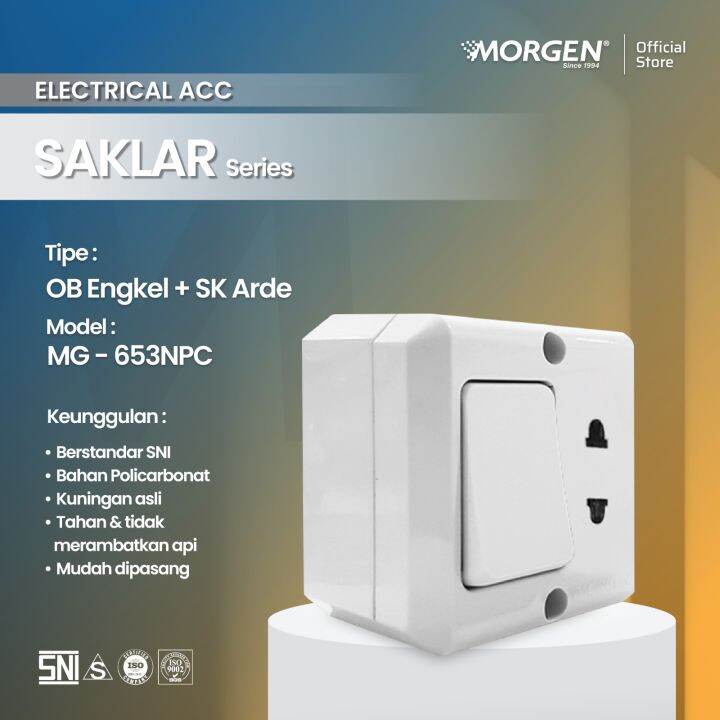 Morgen Saklar MG-653-NPC OB Engkel Stop Kontak Biasa Segi | Lazada ...