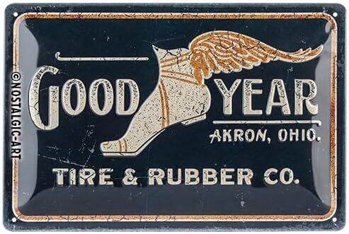 Goodyear Retro Tin Sign - Wing Foot Logo 1901 - Gift Idea for Car and ...