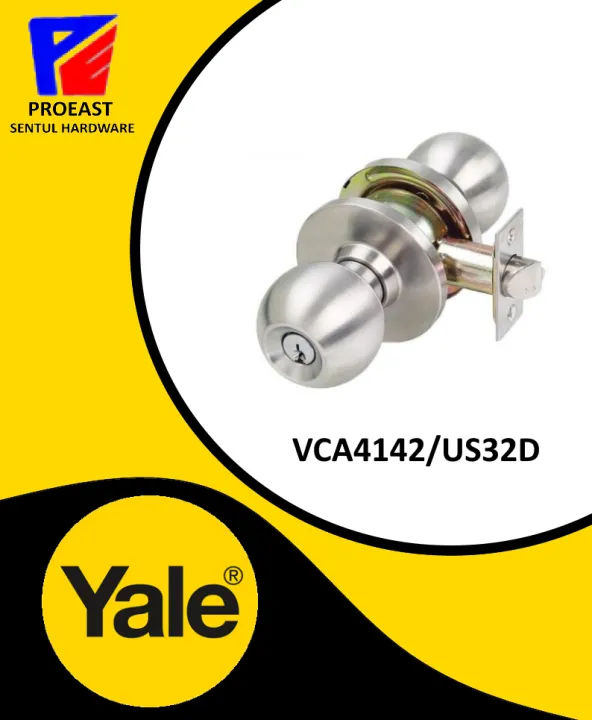 Yale Cylinder Privacy Door Knob Lock Set - VCA4142/US32D Satin ...