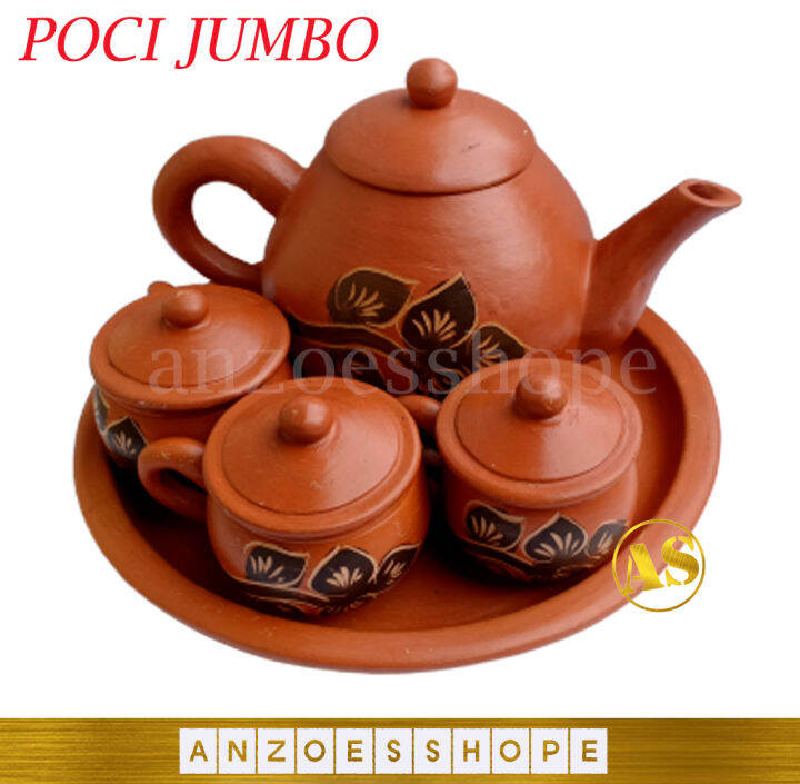 Tea Pot Poci Set Tanah Liat Jumbo Tea Set Oleh Oleh Khas Tegal Poci ...