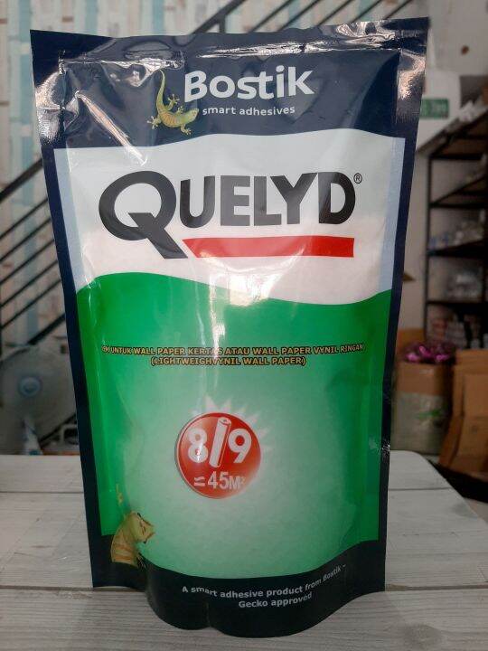 Lem Wallpaper Dinding (Kertas & Vinyl) QUELYD Bostik Anti Bakteri & Mencegah Tumbuhnya Jamur 250 ...