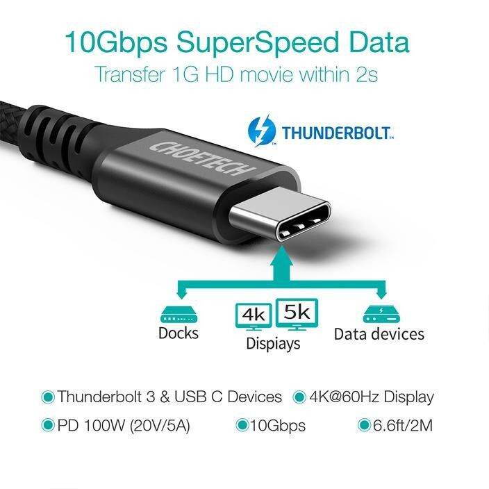 Choetech Xcc 1007 100w Usb Type C Braided Fast Charging Cable Lazada