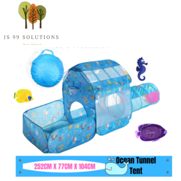 Kids Play Tent Crawl Tunnel Ball Pit Portable Playground Set Khemah ...