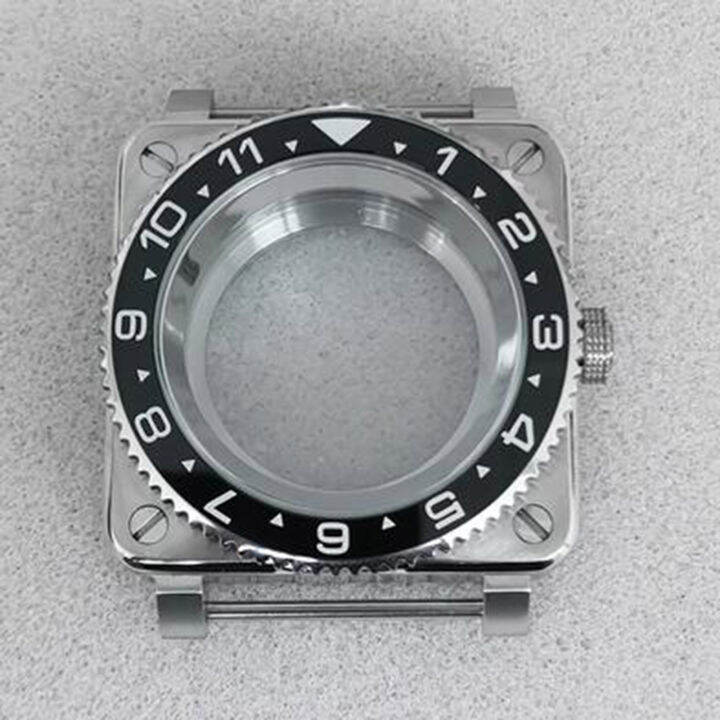 Watch Accessories 42MM Stainless Steel Square Watch Case Sapphire Glass ...