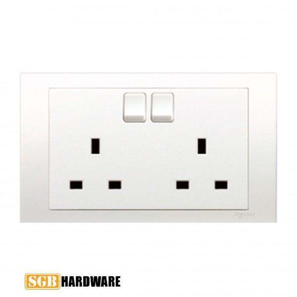 Schneider Vivace 13A 250V Twin Gang Switched Socket - White | Lazada