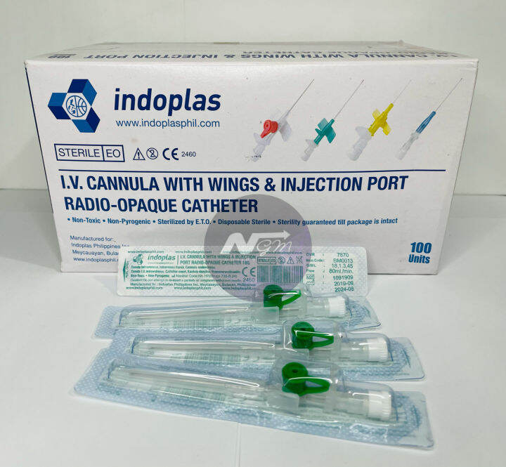 20 Pieces / 18G I.V. Cannula with Wings and Injection Port Radio-Opaque ...