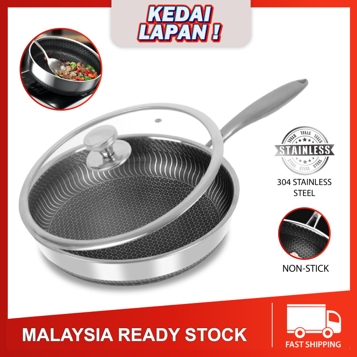 Premium 304 Stainless Non-Stick Double-Sided Honeycomb Frying Pan 304 ...