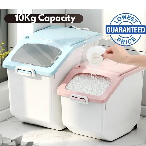 Scato 10KG Simple Plastic Kitchen Rice Box Sealed Control Moisture ...