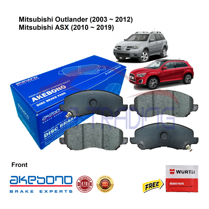 Genuine Akebono Front Brake Pads for Mitsubishi ASX (2010-2019), Mitsubishi Outlander (2003-2012 ...