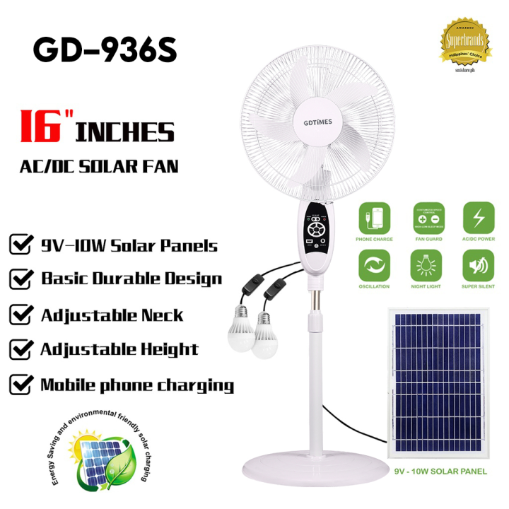 16 "/12" solar fan with panel, AC/DC dual power supply for solar ...