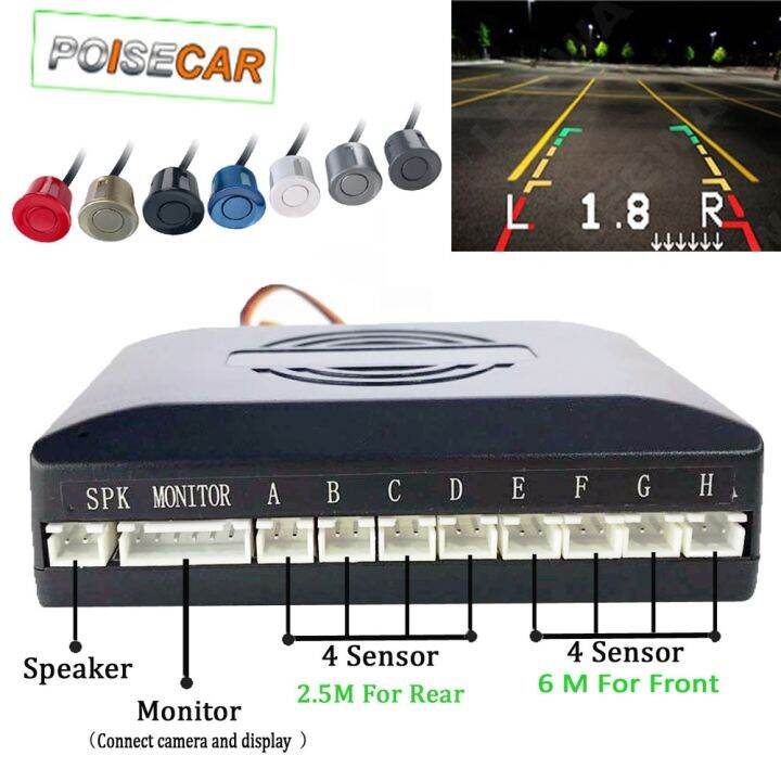 Car 8 Sensors Dual Front / Back Rear View Visual Video Parking Sensor ...