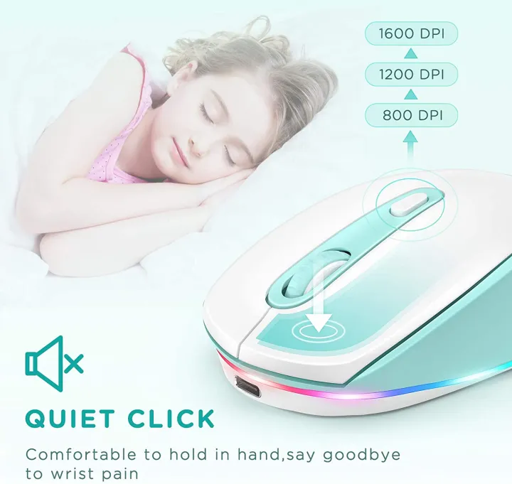 LED Wireless Mouse Rechargeable Silent DIP Chargeable Gaming Mouse For ...