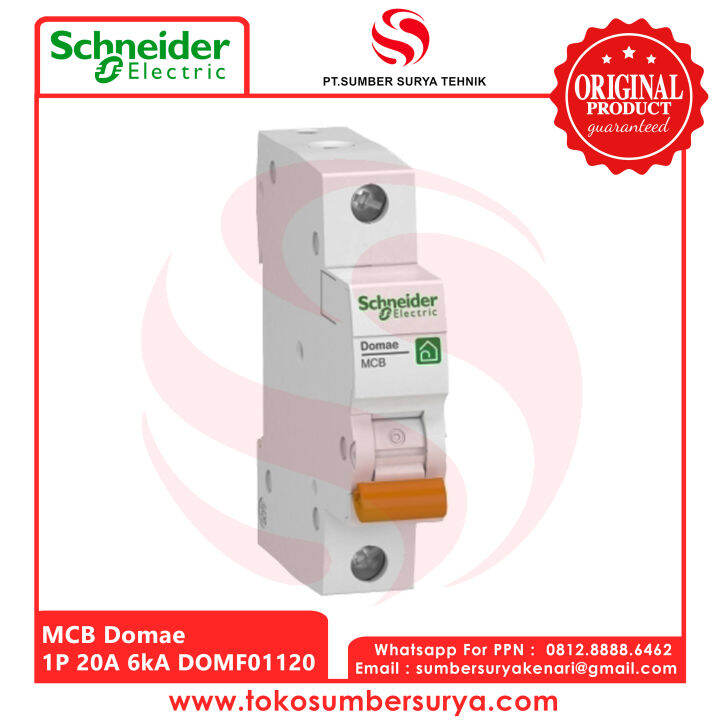 MCB Domae 1P 20A 6kA DOMF01120 Saklar Listrik ON OFF SNI Asli Ori Schneider | Lazada Indonesia