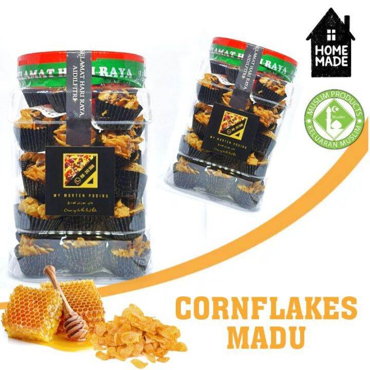 Kuih Raya / Biskut Cornflakes Madu Crunchy / Biskut Cornflakes Madu ...