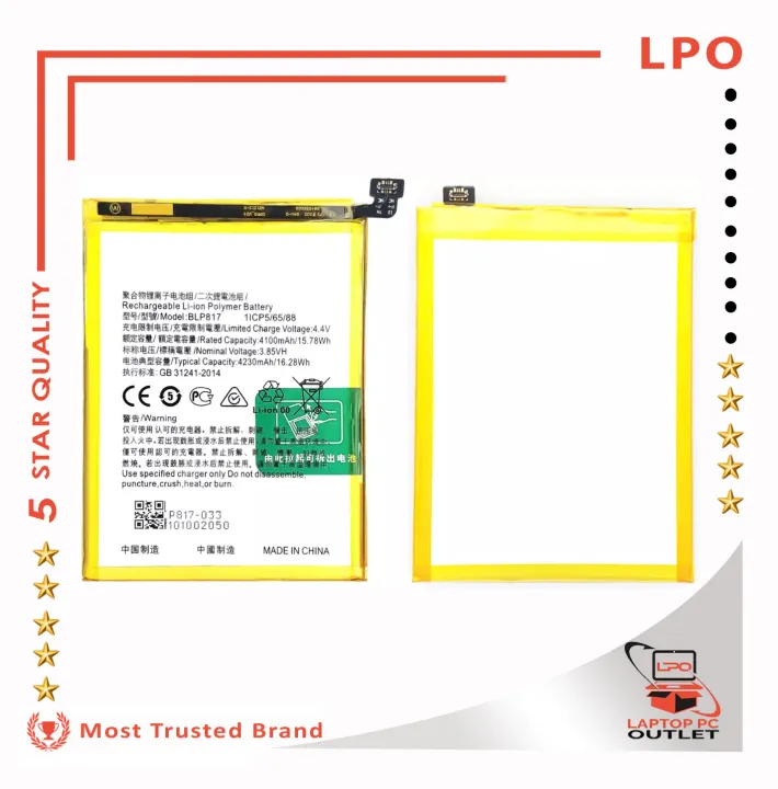 OPPO A15 2020 Replacement Battery BLP817 3.8V 15.7Whr / 4230mAh CPH2185 ...