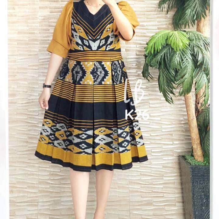 DRESS TENUN KEMBANG TERBARU/ TUNIK TENUN JEPARA ASLI/ BAJU TENUN/ TENUN ...