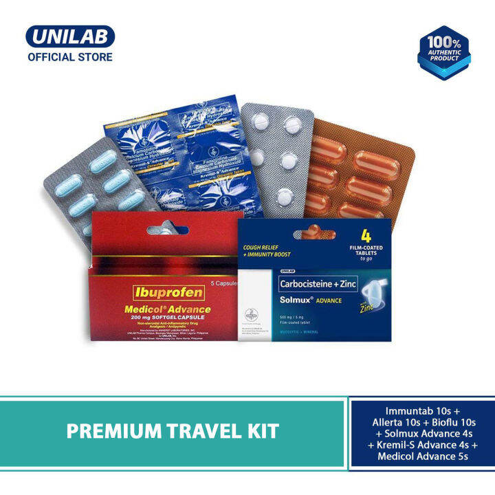 Premium Travel Kit: Immuntab 10s, Allerta 10s, Bioflu 10s, Solmux ...