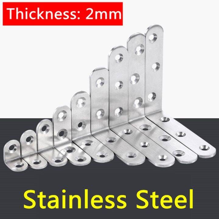 10pcs Furniture Angle Iron Hardware Bracket Seven Size Stainless Steel ...