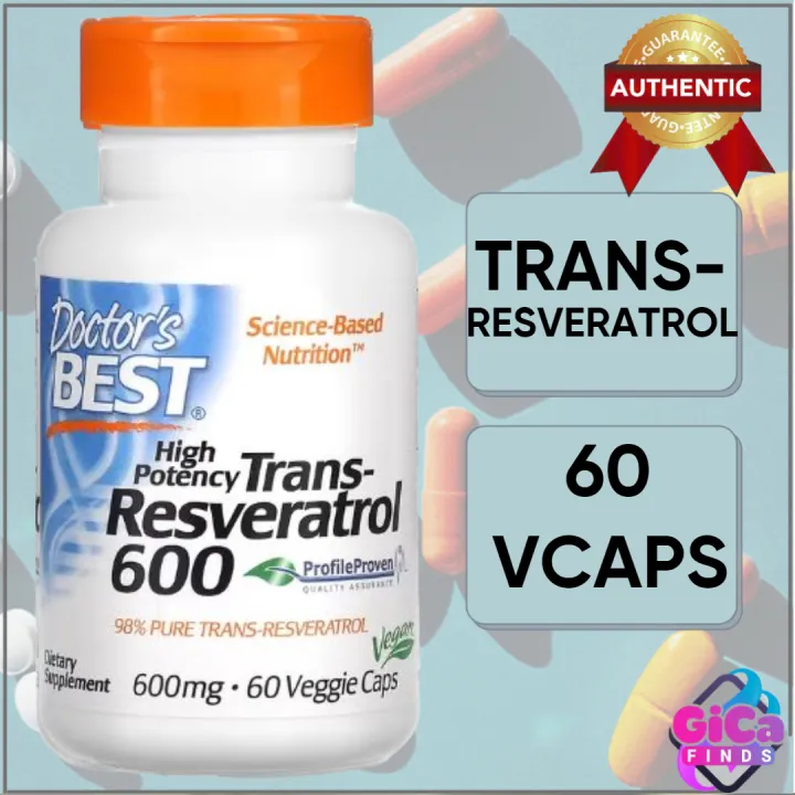 Doctor's Best, High Potency Trans-Resveratrol 600, 600 mg, 60 Veggie ...