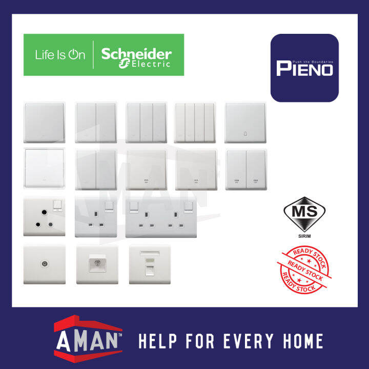 Schneider Pieno Series Switch Sockets 13A 20A Double Pole White SIRIM ...