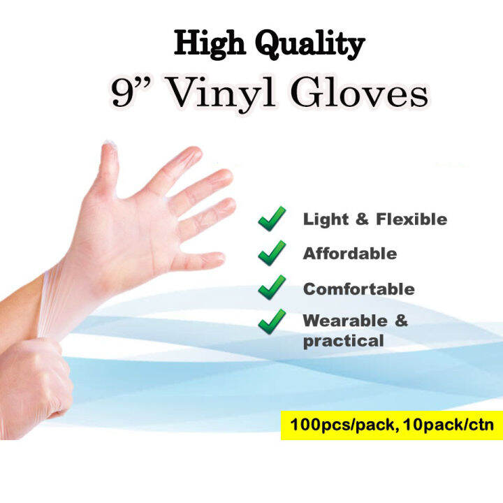 High Quality Vinyl Gloves 9 inches Brand: Alphabest / Qty: 100 pcs ...