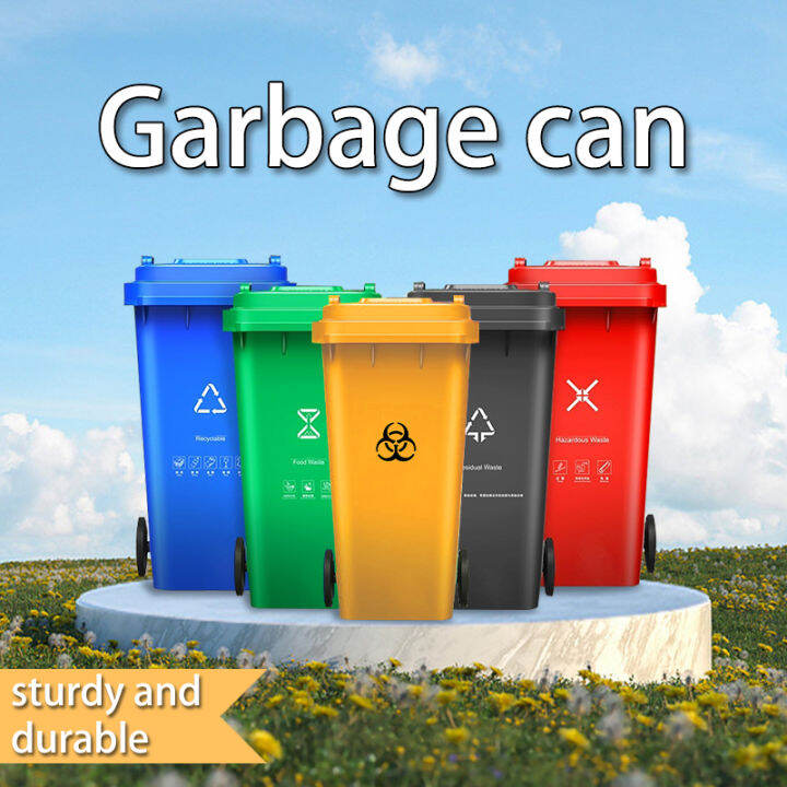 100L/120L Outdoor Large trash can with cover wheel segregation ...