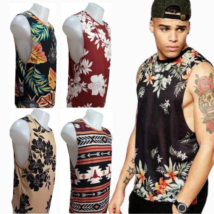 PRINTED MUSCLE TEE COTTON SPANDEX FOR MEN | Lazada PH