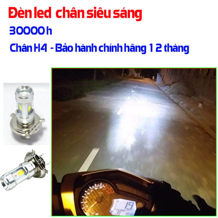 Bóng lét H4 bi cầu sáng pha trắng cos vàng dành cho xe máy sài bóng 3 ...