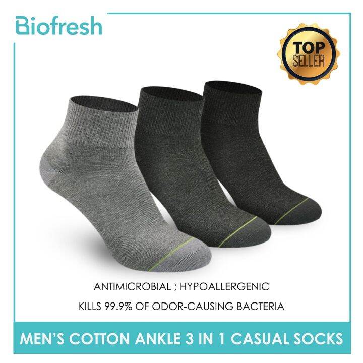 Biofresh RTMCG9402 Men's Cotton Ankle Casual Socks 3 pairs in a pack ...
