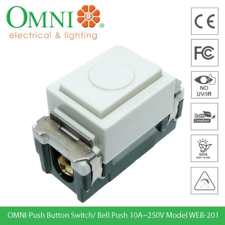 OMNI Classic Series Push Button Bell Push Switch 10A 250V Model WEB-201 ...