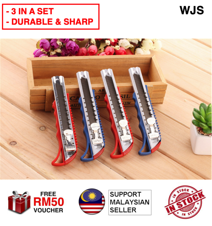 (3 IN A SET) WJS Large Stainless Steel Cutter Knife Office Blade Office ...