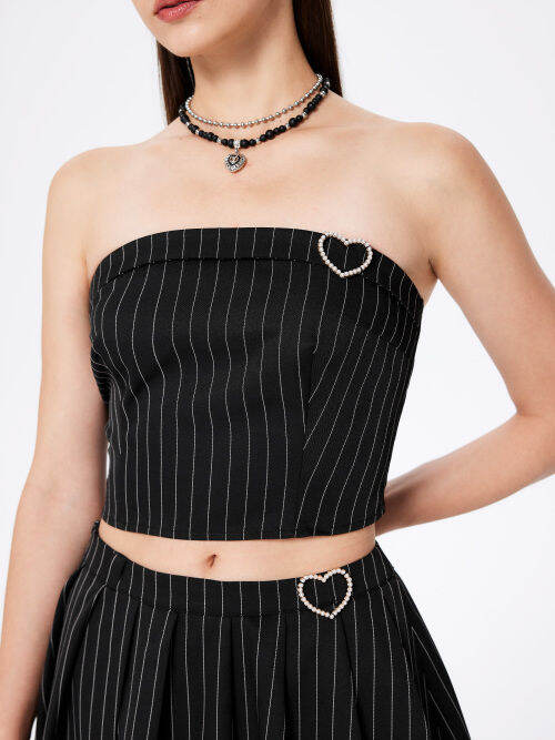 Cider Stripe Heart Strapless Crop Top | Lazada.co.th