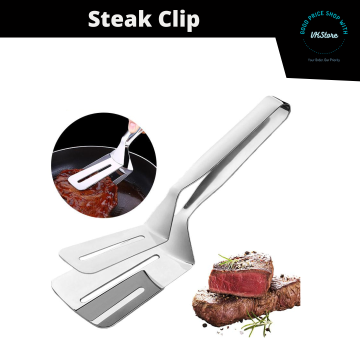 Stainless Steel Steak Clamps BBQ Clip Food Fried Fish Meat Cooking ...
