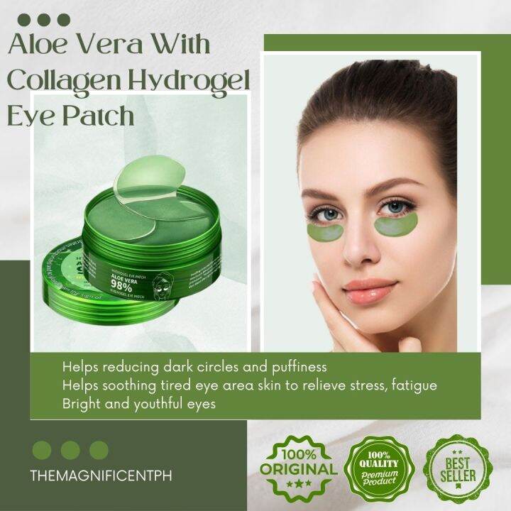 SUNISA Aloe Vera 98% with Collagen Hydrogel Eyebag Remover Eye Patch 60 ...