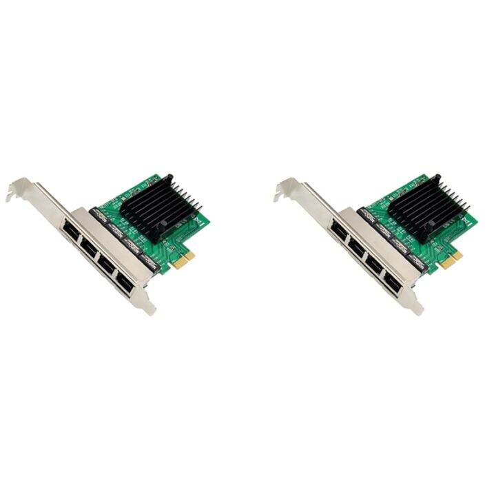 2X PCIE Network Card PCI-E X1 4 Port Gigabit Ethernet Server Network ...