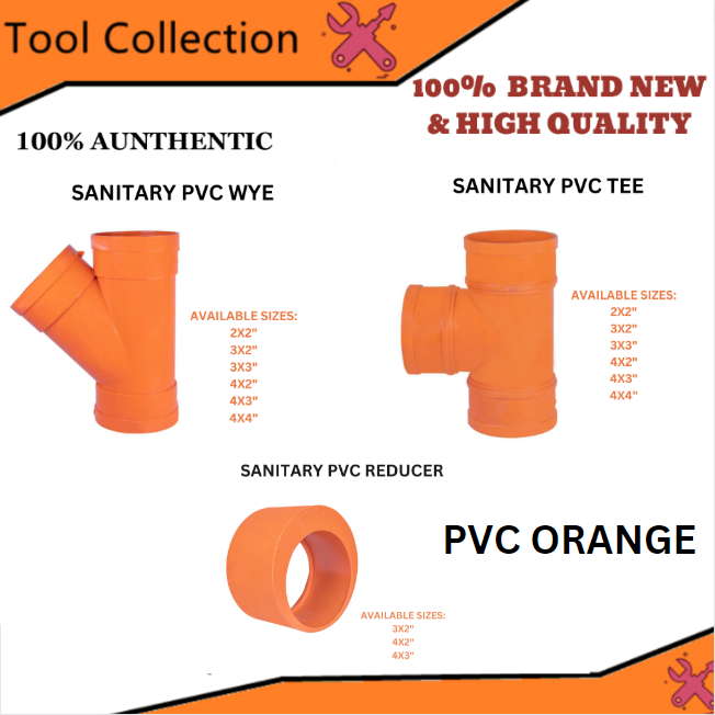 TOOL COLLECTION PVC ORANGE TEE WYE BUSHING REDUCER FITTINGS (SANITARY ...