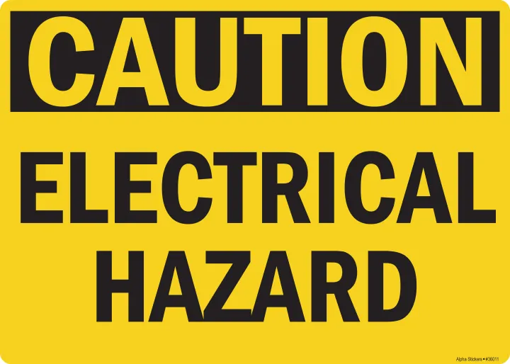 Electrical Hazard Signs Caution Elect Hazard Vinyl Sticker Size: 14"W x ...