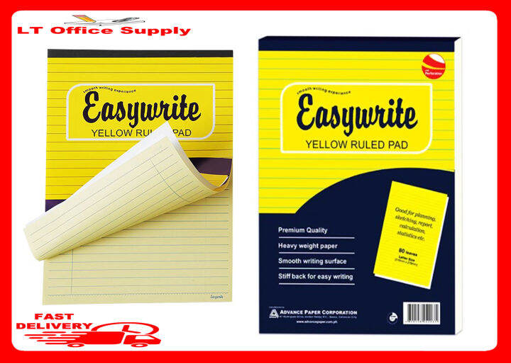 (LT OFFICE) 1 Pad Easywrite Yellow ruled pad 80leaves | Lazada PH