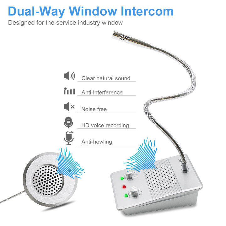 Window Speaker Wired Intercom Dual Way Window Intercom for Business ...