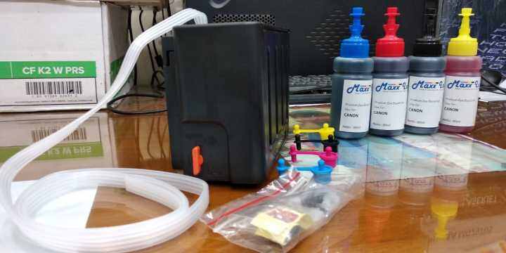 Tabung Infus Box Hitam Canon + Tinta Canon Premium Dye Ink 4 warna ...