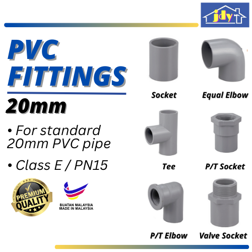 PVC Pipe Fitting Paip PVC Connector Equal Socket Elbow Tee Valve Socket PT Socket PT Elbow 20mm ...