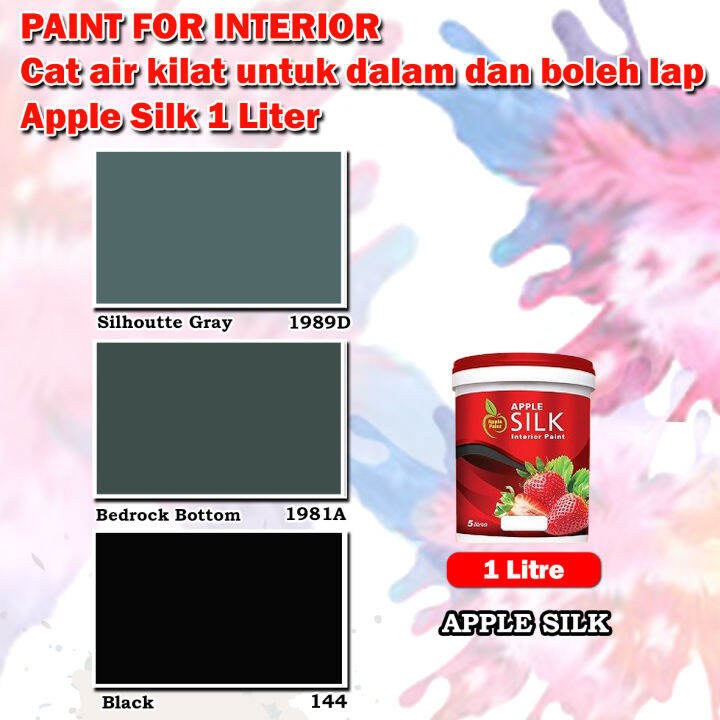 APPLE SILK Washable Interior Wall Finish 1 Litre Silhoutte Gray 1989D ...
